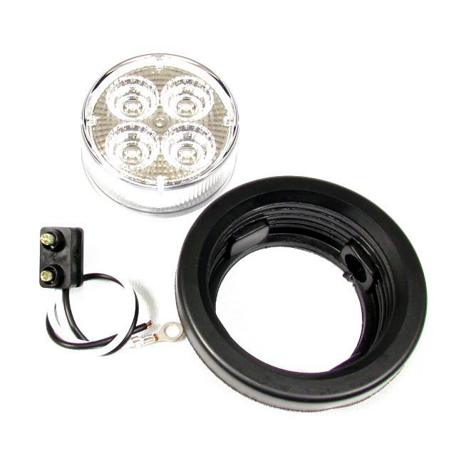 2-1/2" Clear Lens Round Red LED Marker Light w/ 4 LED Lights - 24 Volt ...