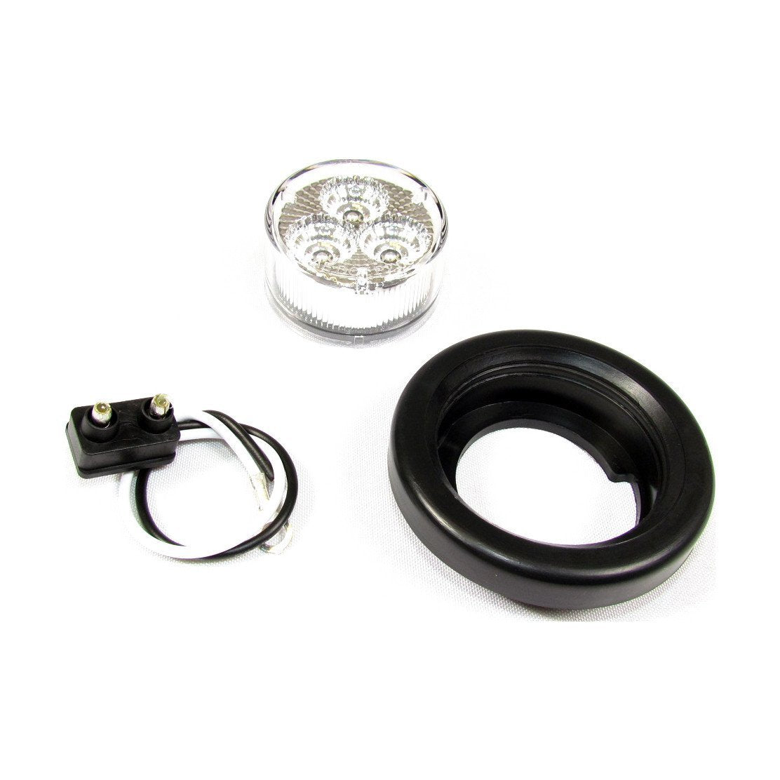 2" Clear Lens Round LED Amber Marker Light w/ 3 LED Lights - 24 Volts ...