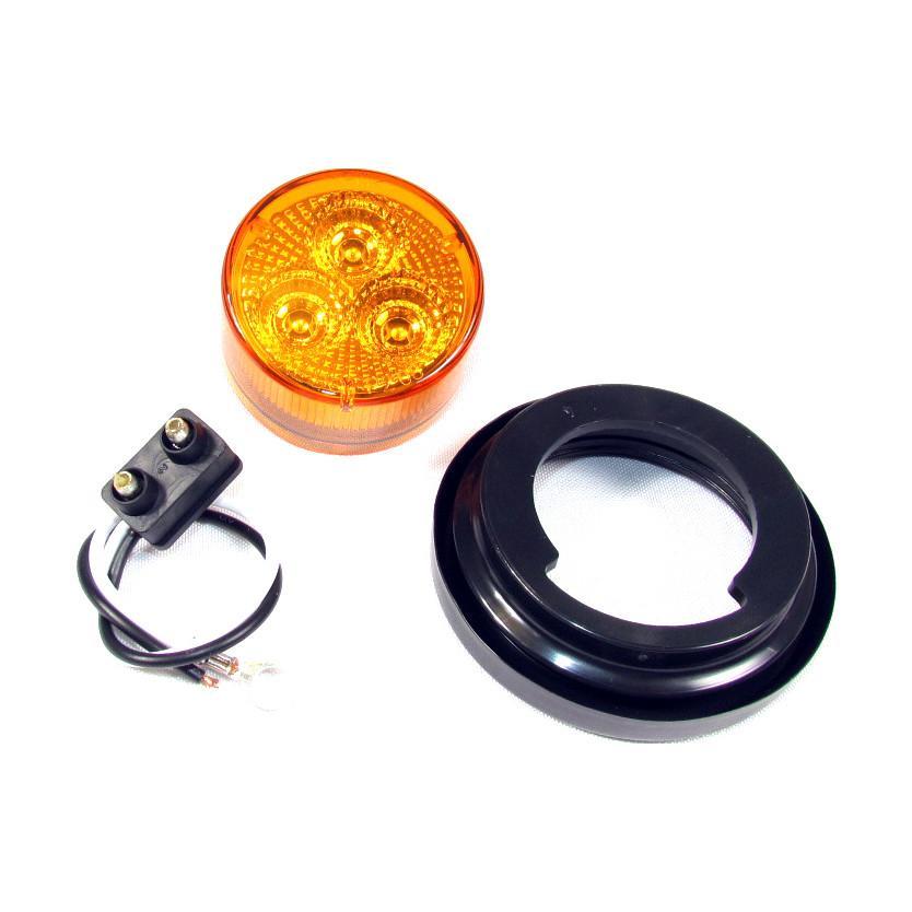 2" Round LED Amber Marker Light w/ 3 LED Lights - 24 Volts - MaxiTrucks