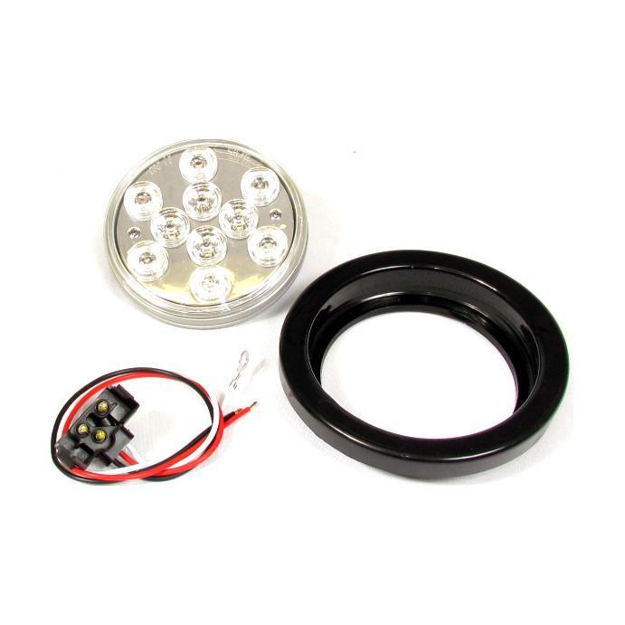 4" Round Red LED Light with Clear Lens - 10 LEDs - 24 Volts - Tail/Tur ...