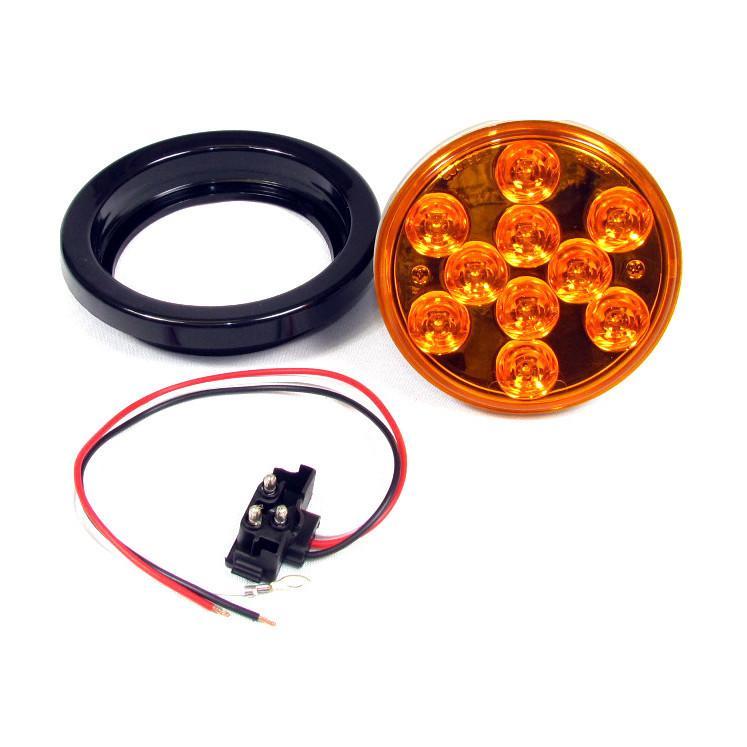 4" Round Amber LED Light with 10 LEDs - 24 Volts for Tail/Turn Lights ...