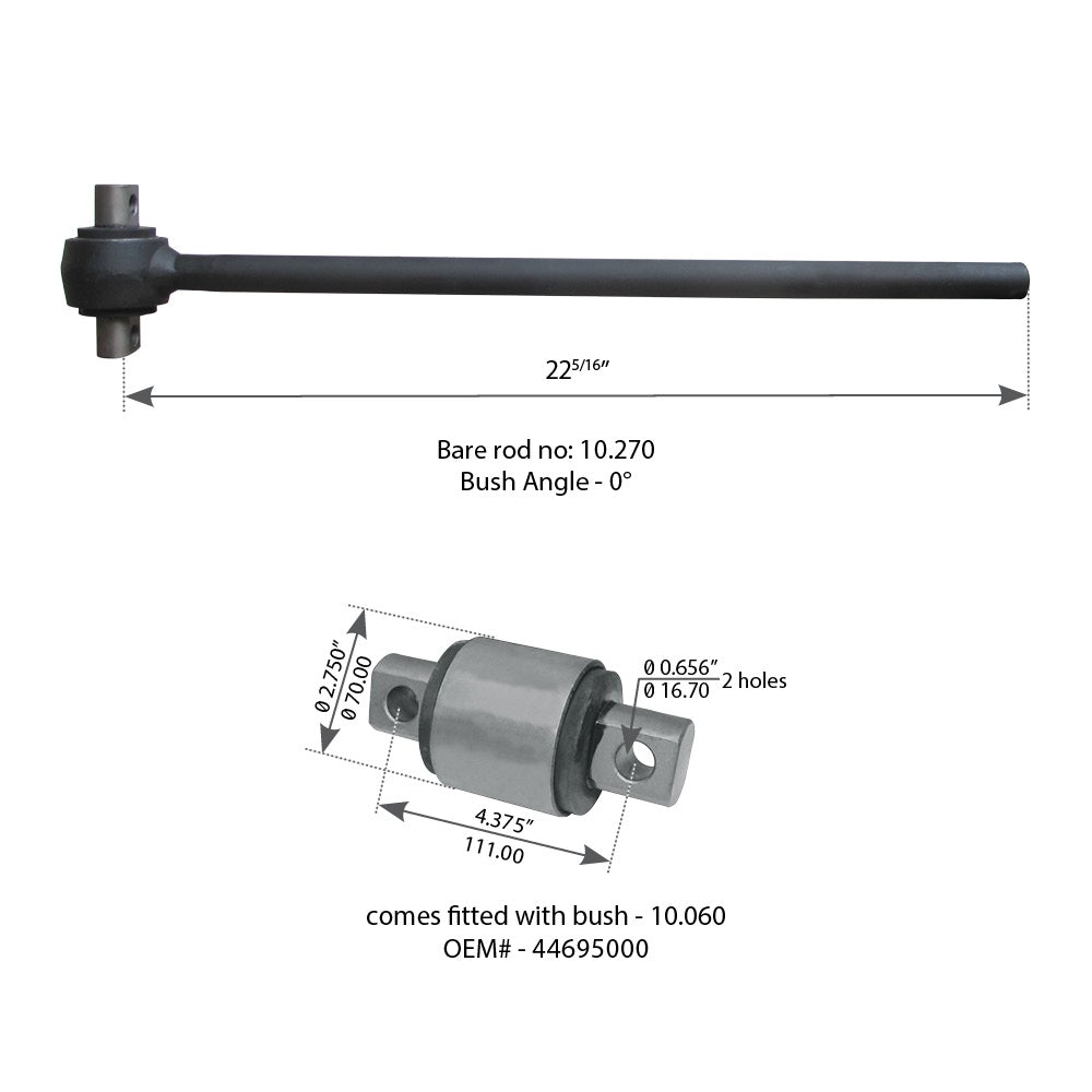 Fortpro Torque Rod with Bush Compatible w/ Hdk 340/400/460 Suspensions ...