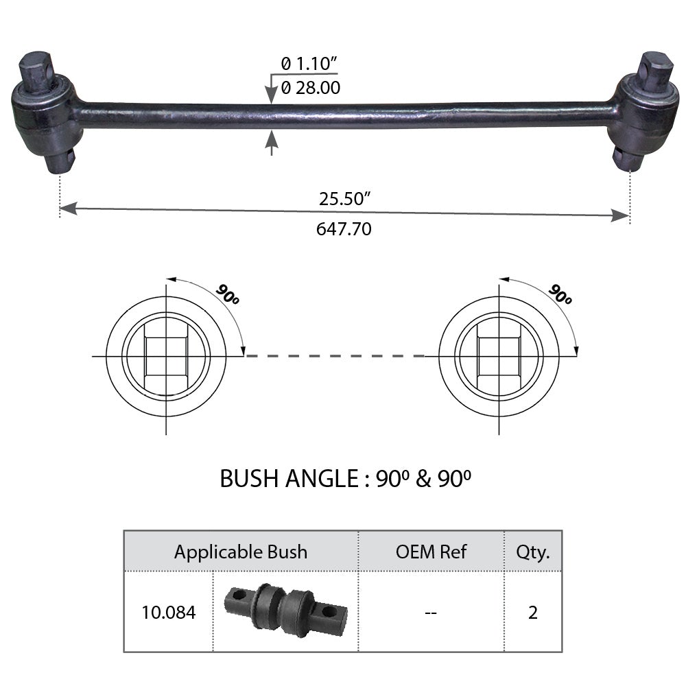Torque Rod with Bushing - Replacement for 3548381C1, 60218-000, 4C4Z46 ...
