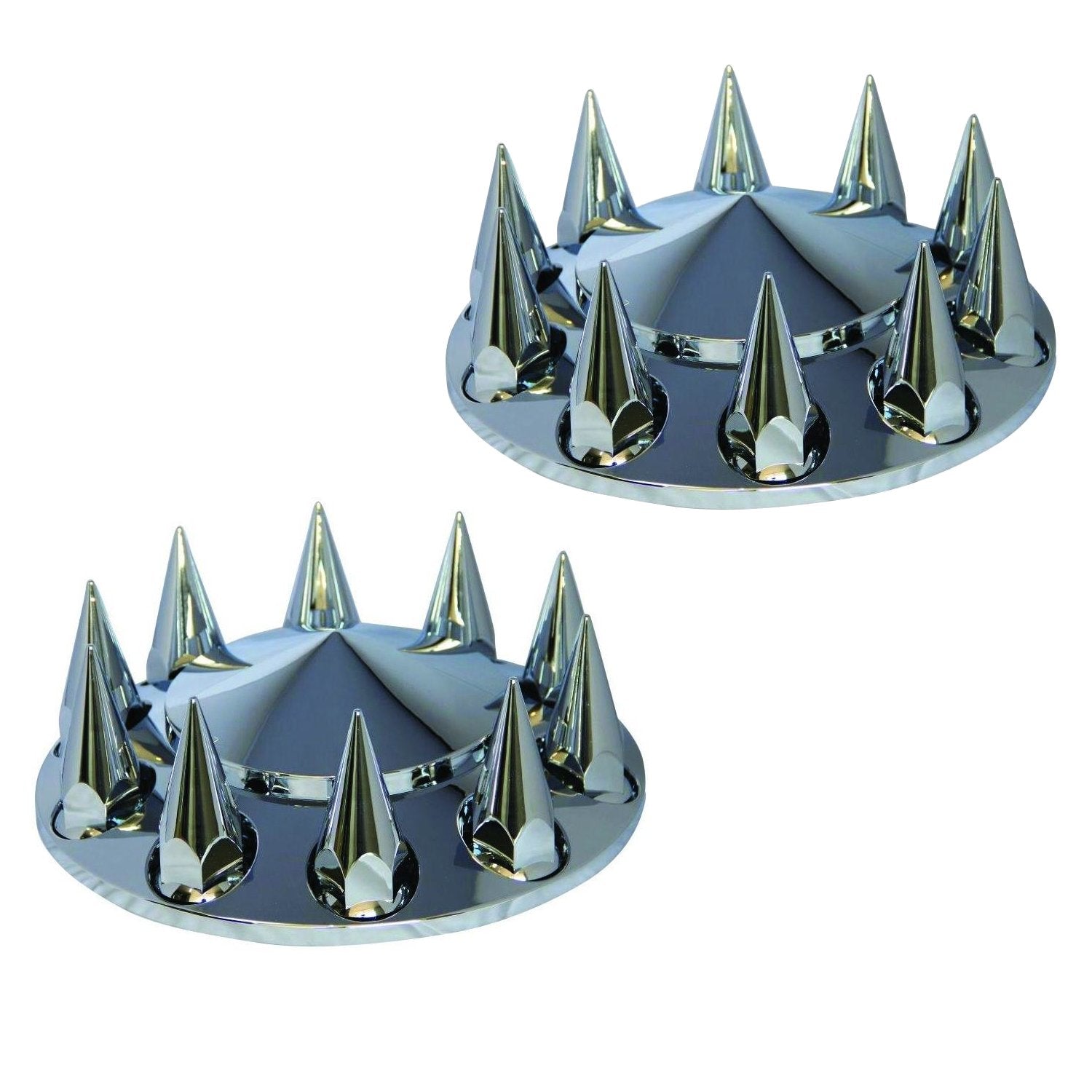 Fortpro QTY-2 Semi Truck Chrome Front Axle Wheel Cone Style Cover Kit - MaxiTrucks